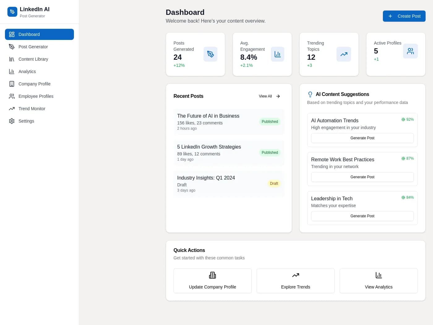 LinkedIn Post Generator with AI Analytics