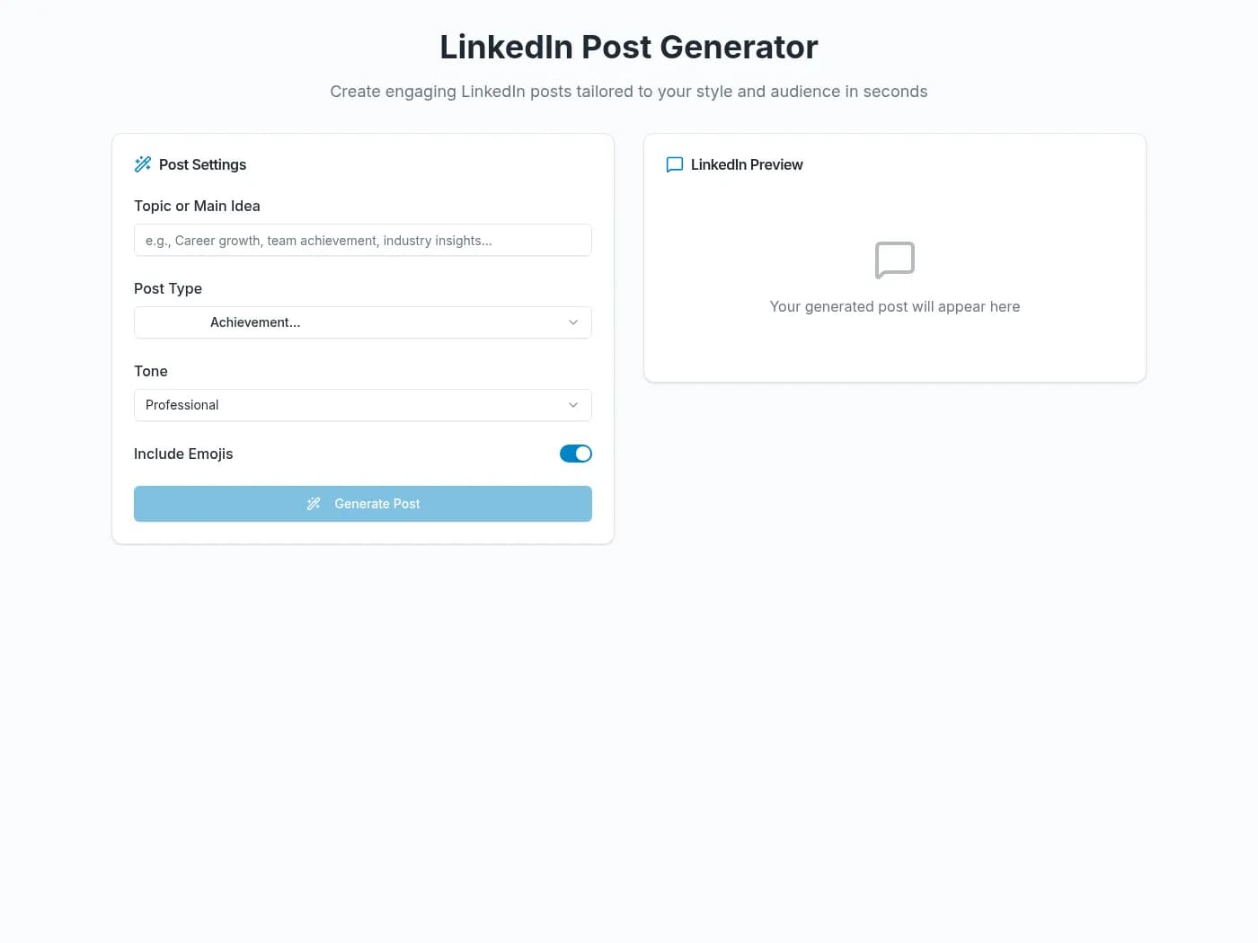 LinkedIn Post Generator