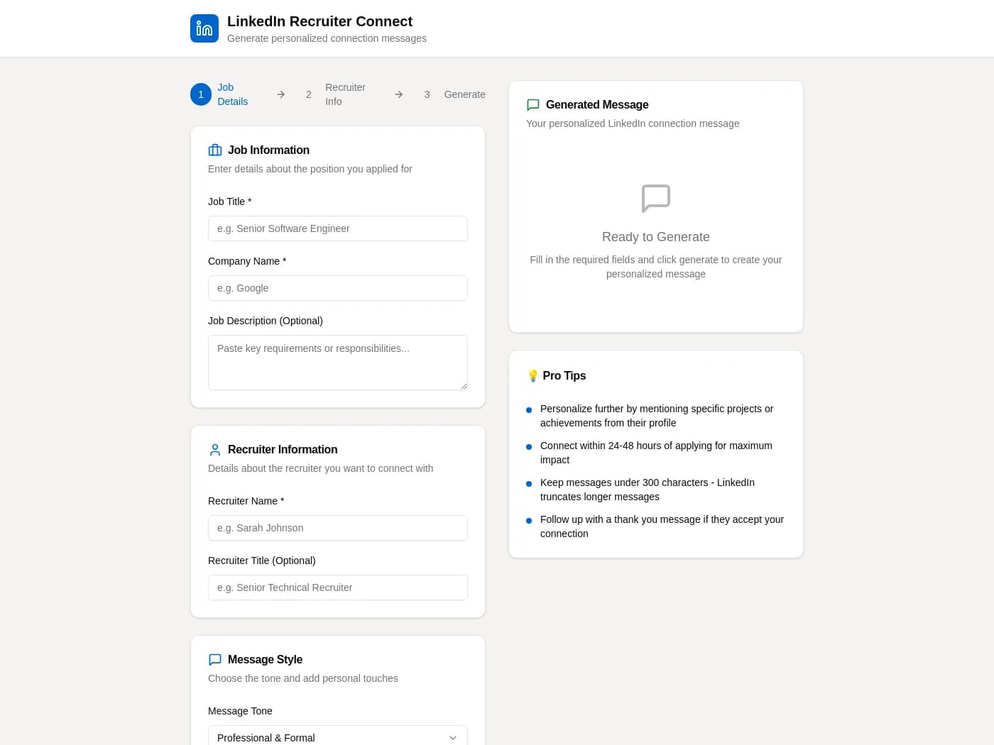 LinkedIn Recruiter Connect Tool