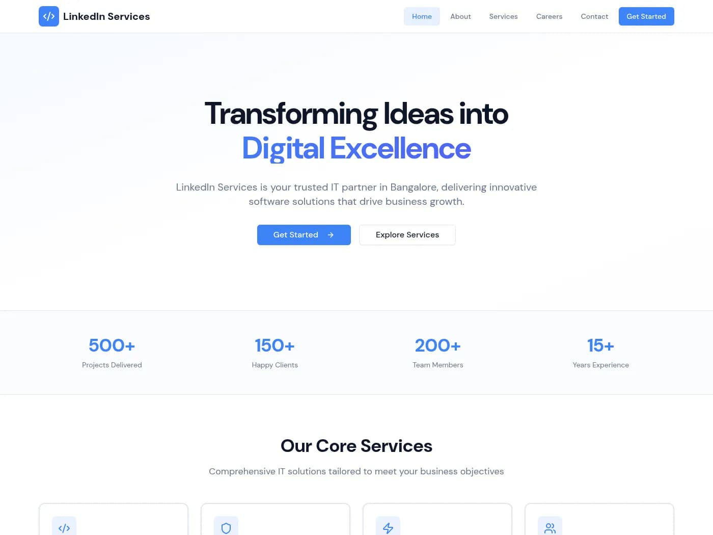 LinkedIn Services Bangalore IT Company Website