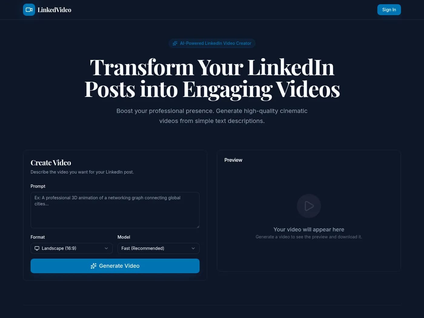 Video Creation Tool for LinkedIn Posts