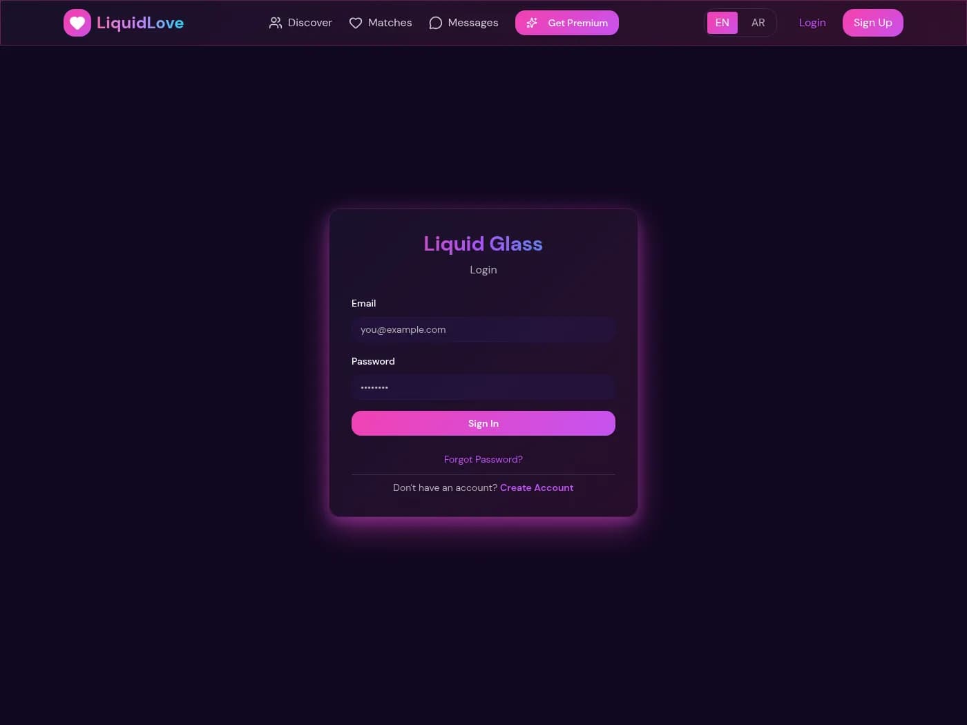 Liquid Glass Worldwide 3D Marriage & Dating App