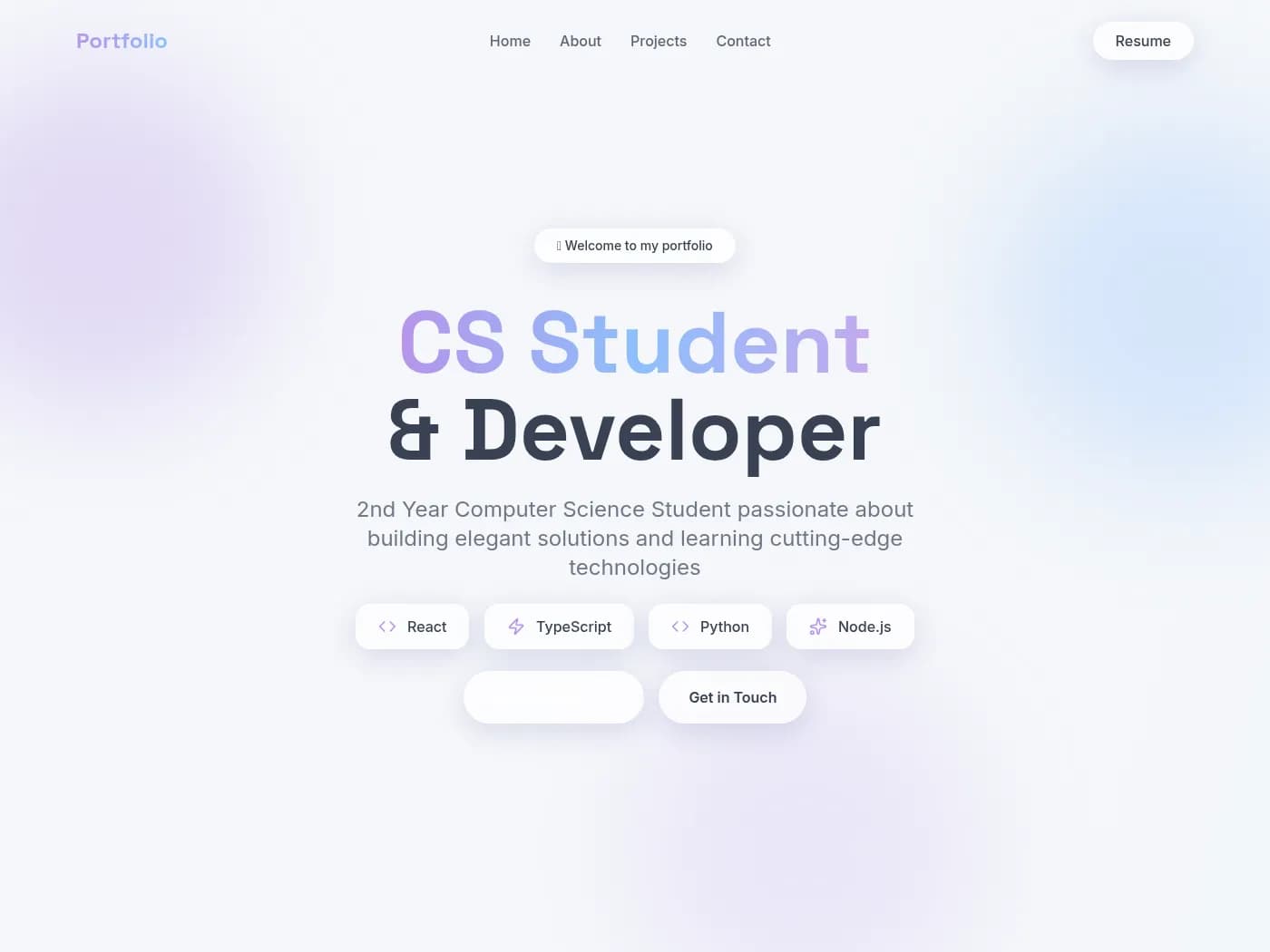 Liquid Glass Portfolio: A Modern CS Student Personal Website