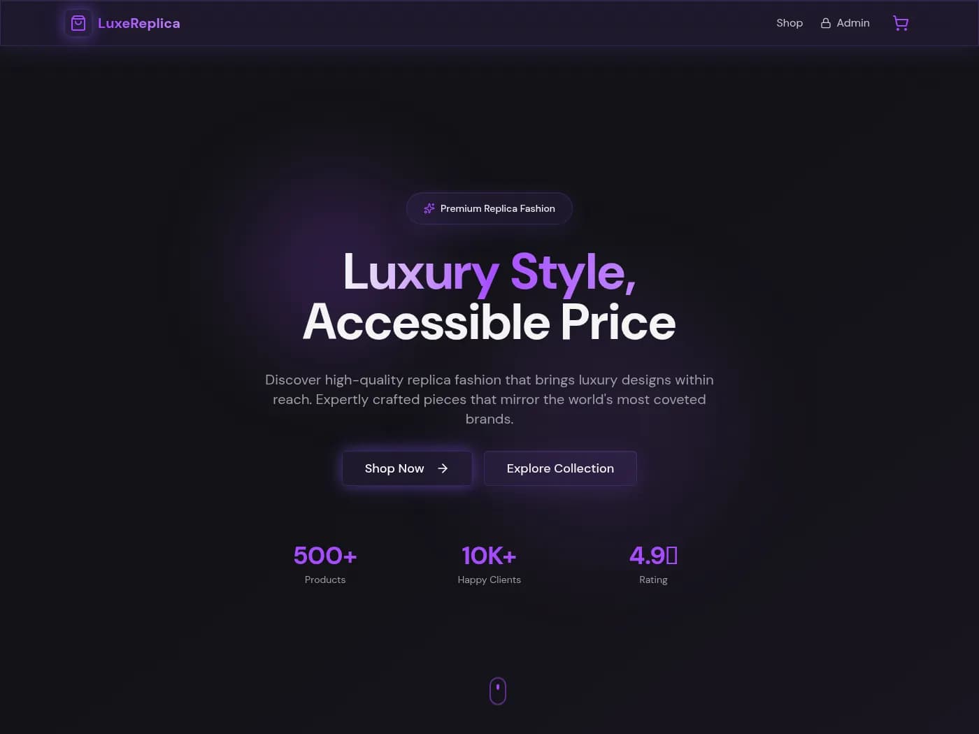 Dark Mode Liquid Glass Shop Website