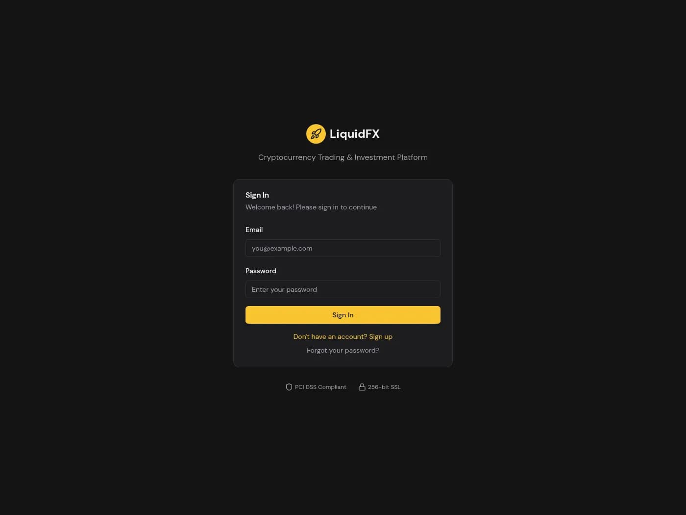 LiquidFX - Cryptocurrency Trading and Investment Dashboard