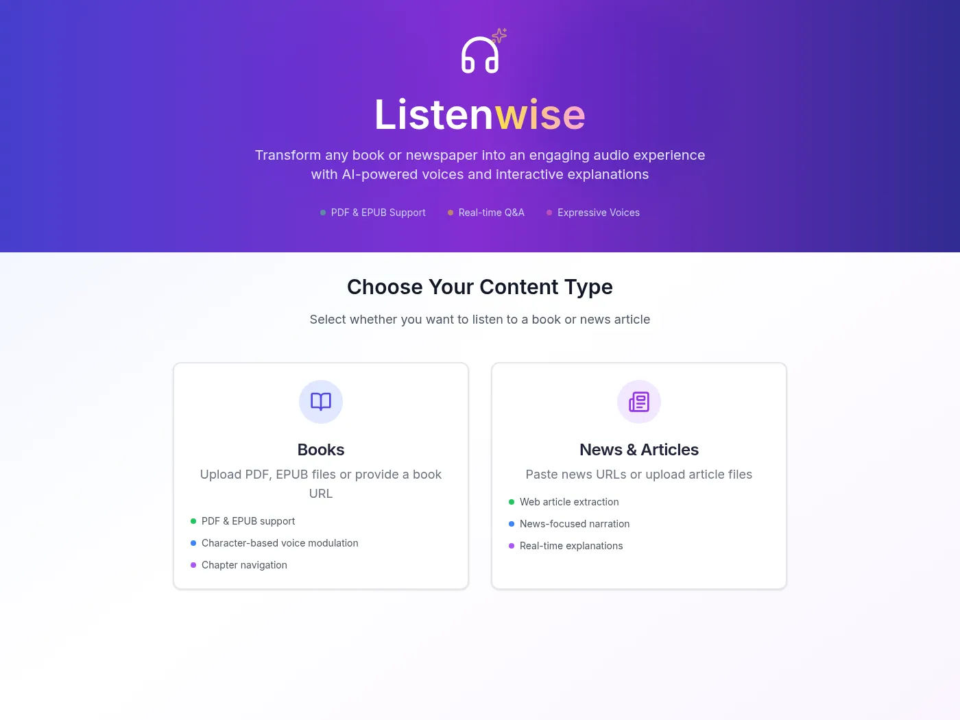 Listenwise: Interactive Book & Newspaper Audio Assistant