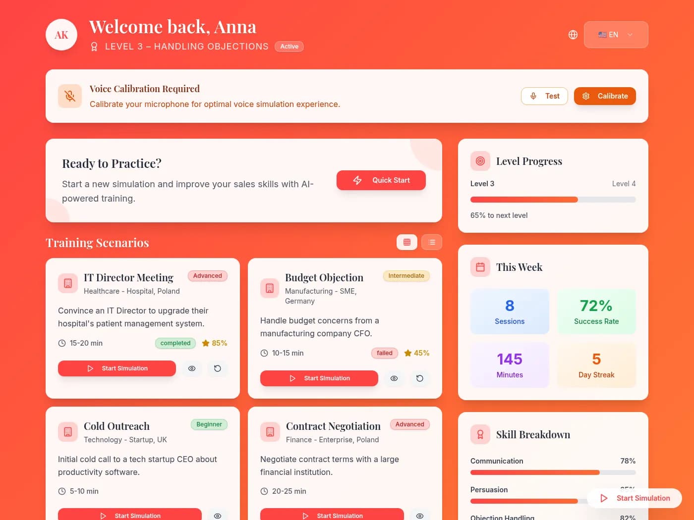 Liswkurniku AI Sales Simulation Platform