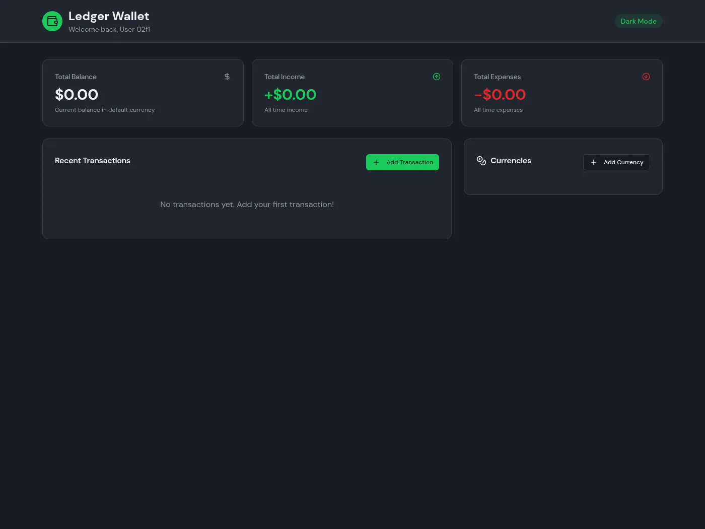 Live Customizable Ledger Wallet in Dark Mode for User 02f1