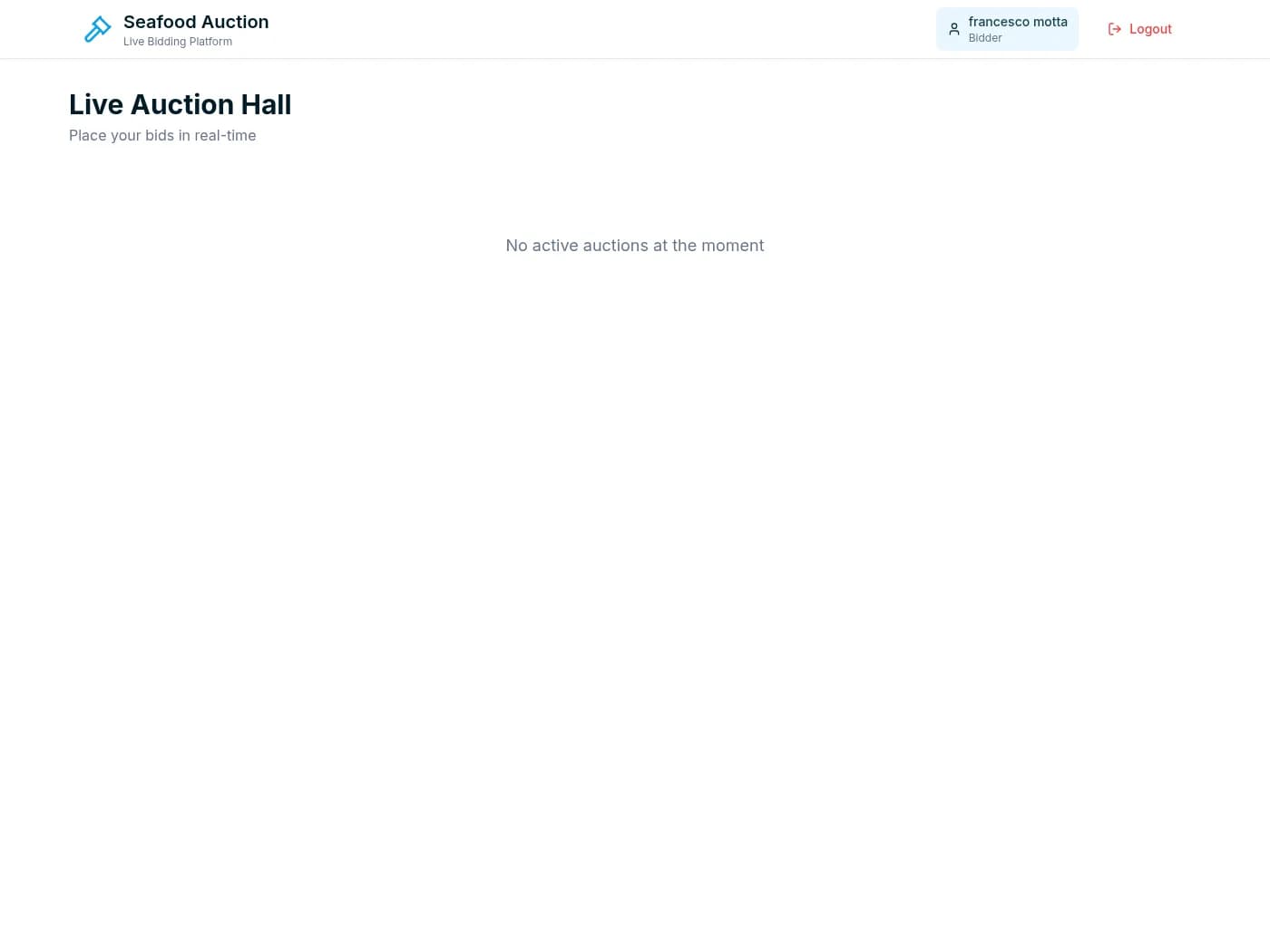 Live Seafood Auction Platform for Real-Time Bidding