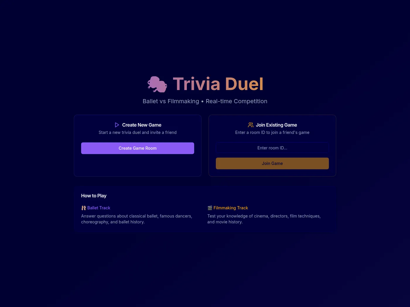 Live Trivia Duel: Ballet vs Filmmaking