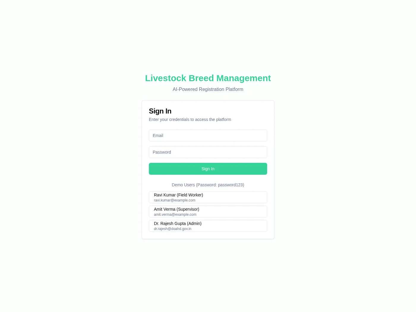 Livestock Breed Management & AI-Powered Registration Platform