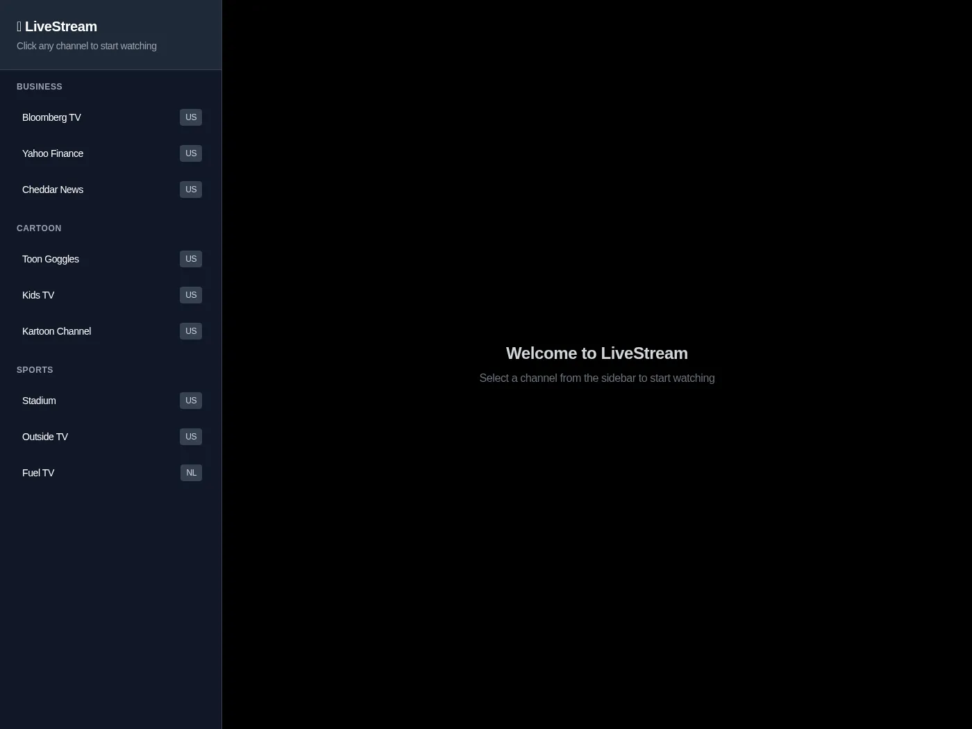 LiveStream Channel Switcher Web App