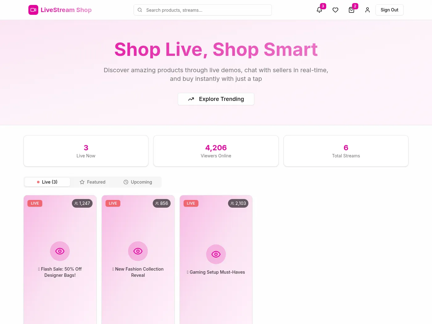 LiveStream Shop: Real-Time Shoppable Video Marketplace
