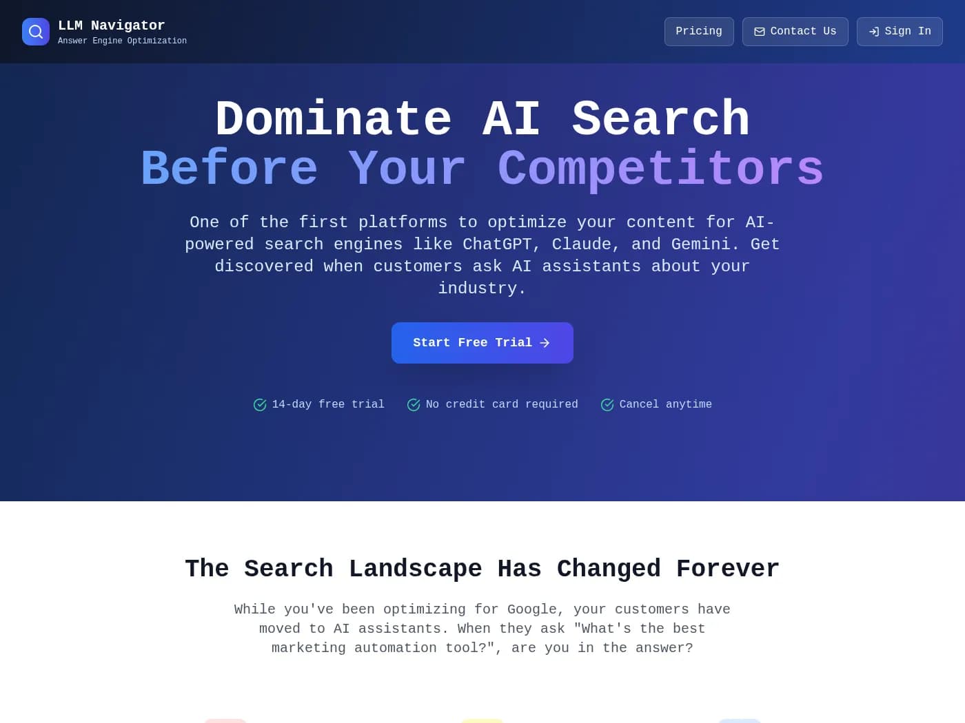 LLM Navigator (AI Search Optimization Platform)