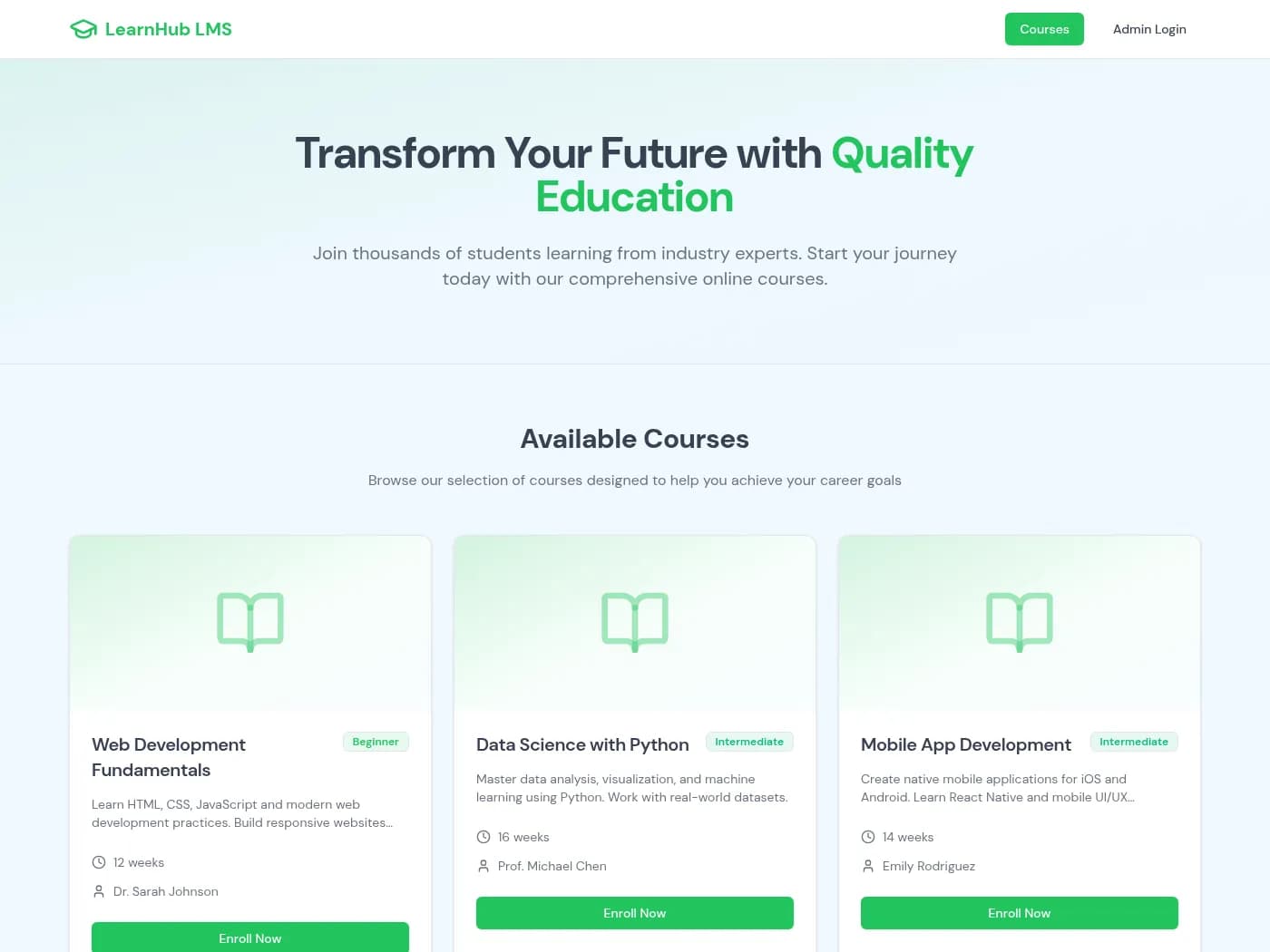 LMS Portal - Course Enrollment and Student Management Website