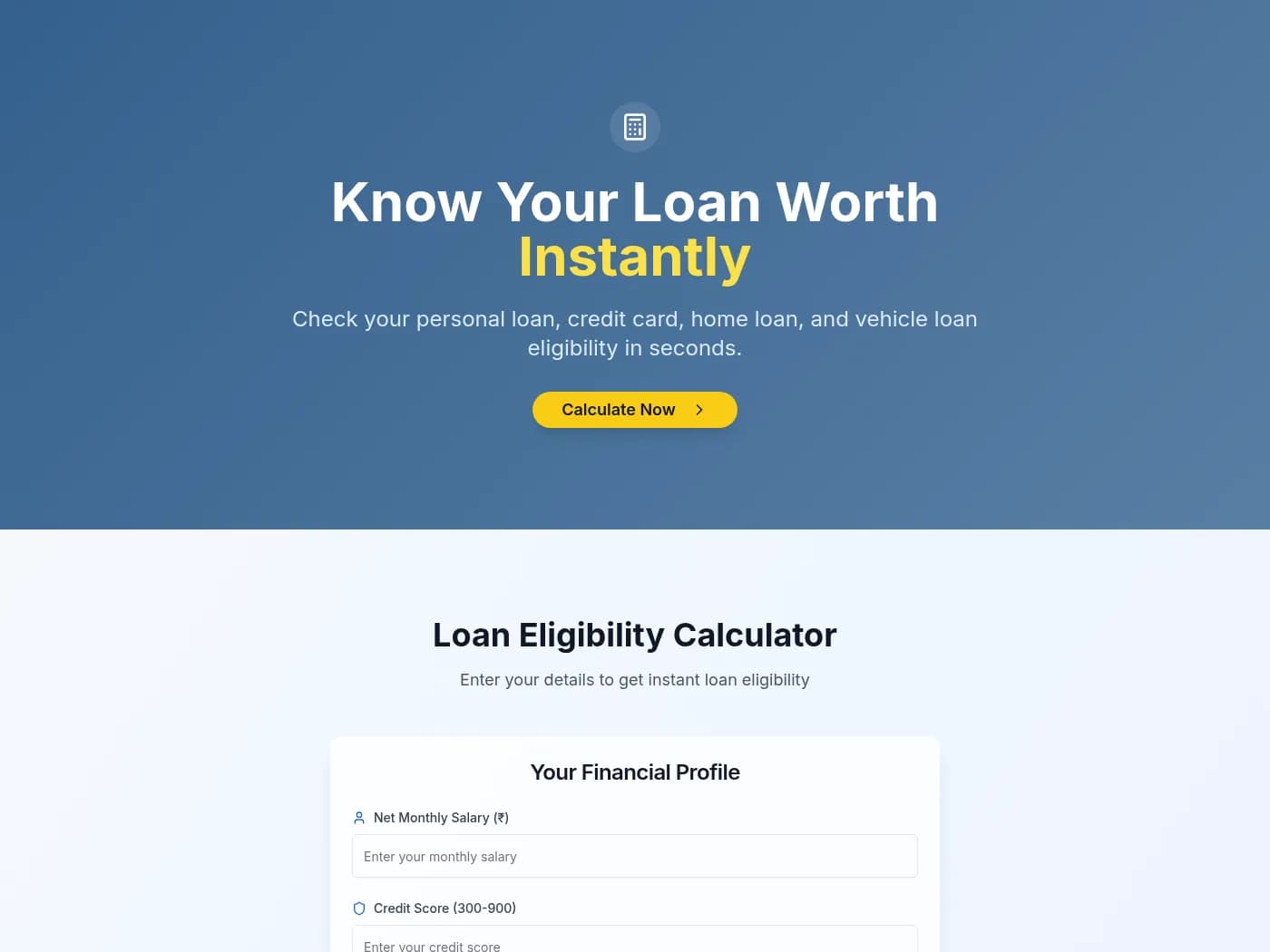 LoanSwitch: Instant Loan Eligibility Calculator for Salaried Indians