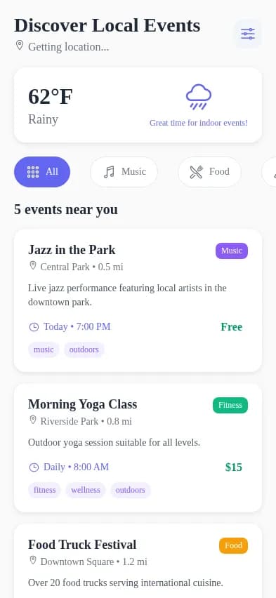 Local Event Discovery Mobile App