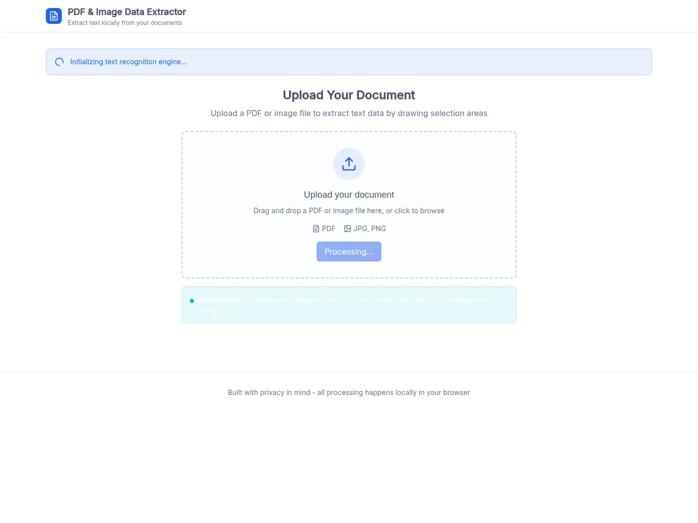 Local PDF and Image Data Extractor Web App