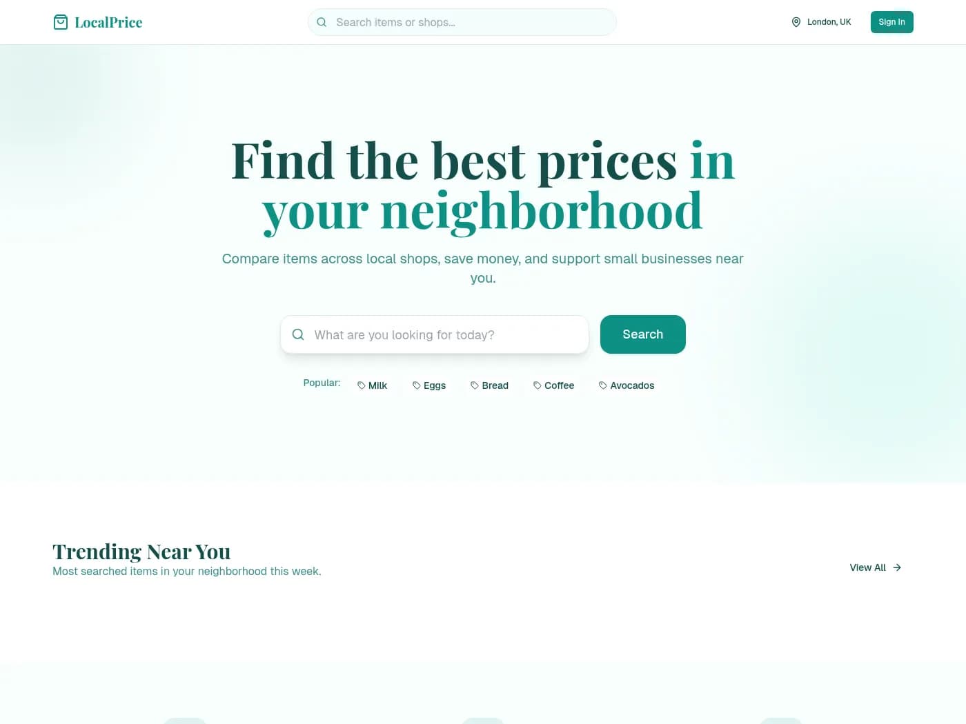 Neighborhood Price Finder