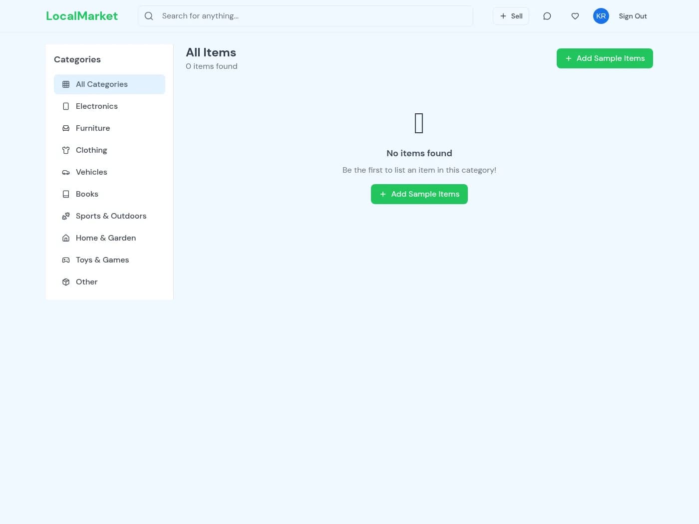 Local Second-Hand Marketplace Web App
