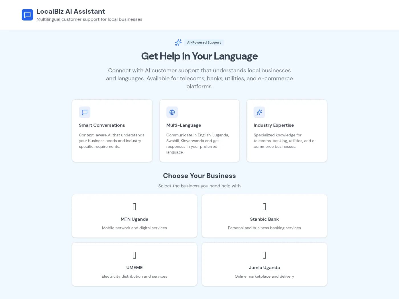 LocalBiz AI Customer Service Chatbot