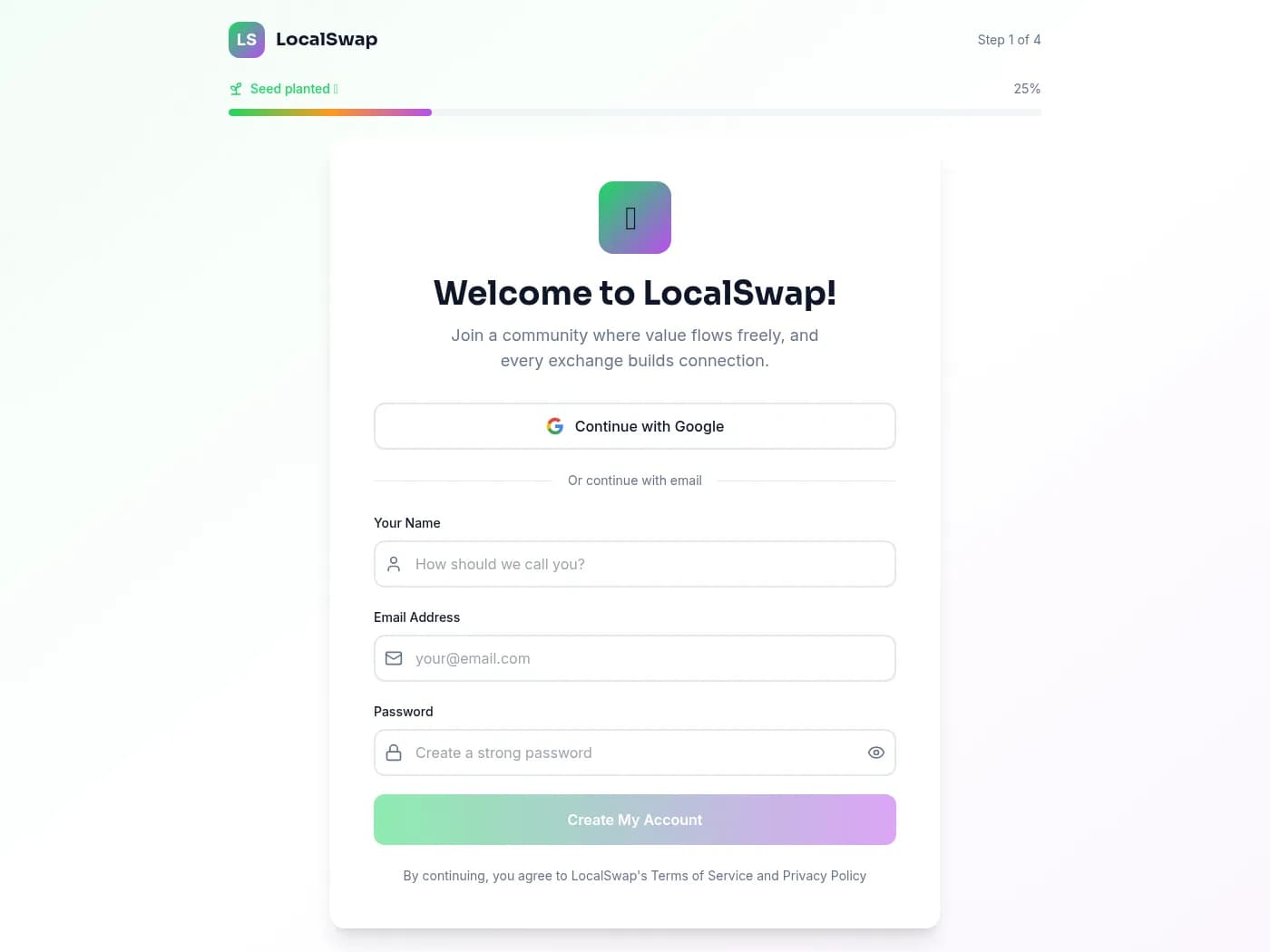 LocalSwap Genesis: Immersive Community Onboarding Experience