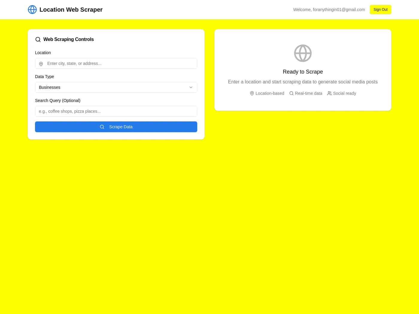 Location-Based Web Scraper with Social Post Generator