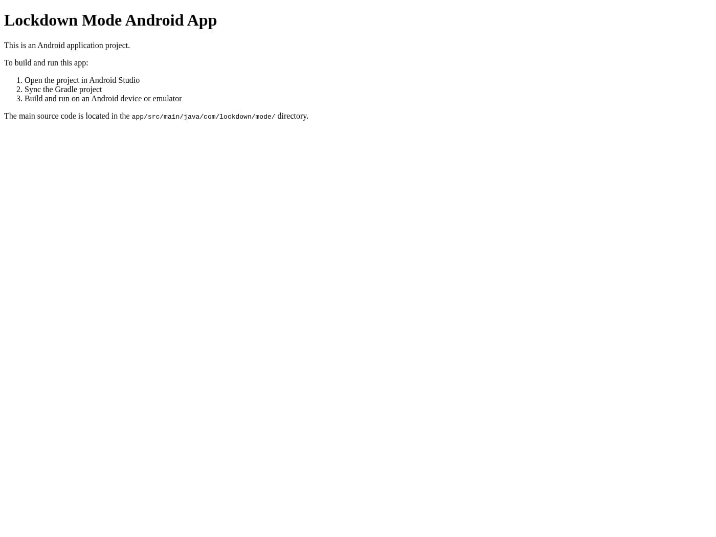 Lockdown Mode Android App