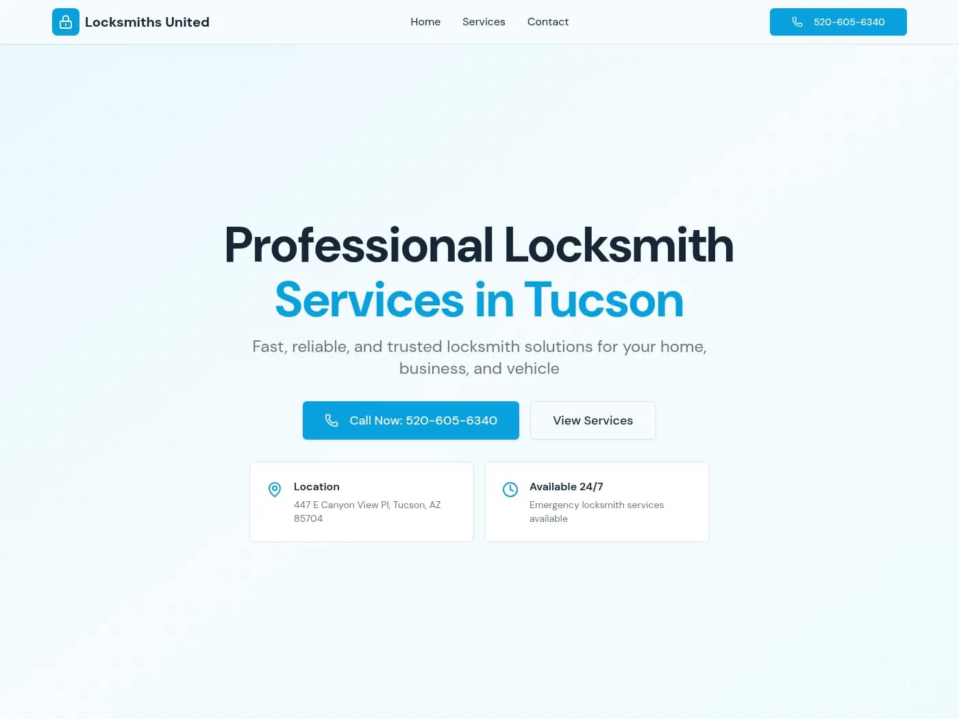 Locksmiths United Professional Services Website