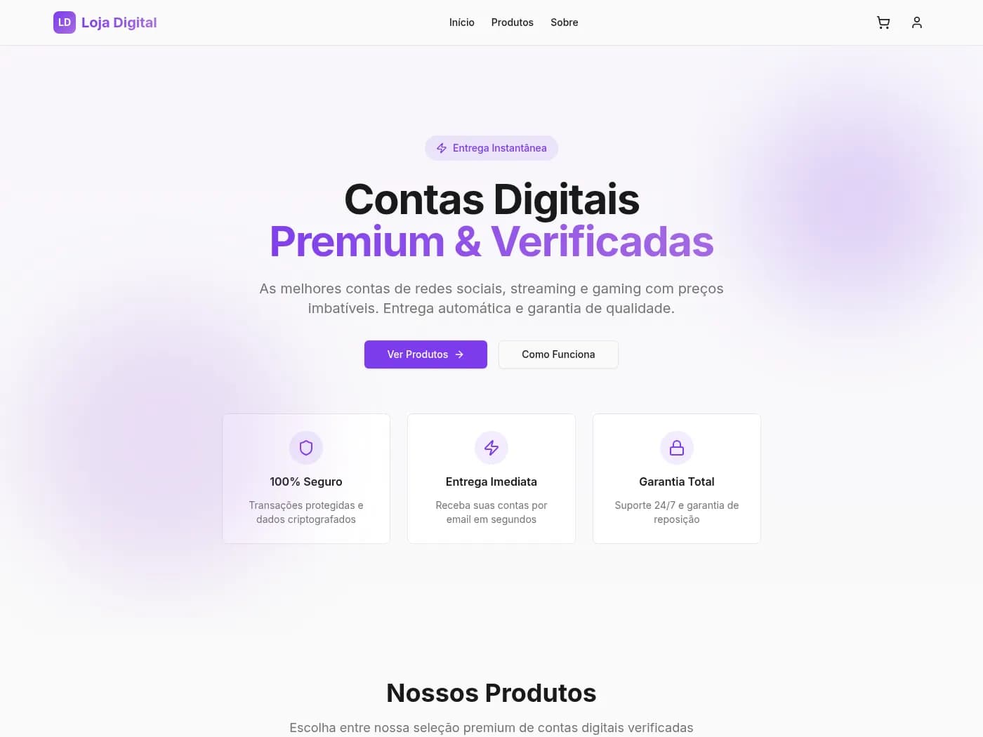 Loja Completa de Contas Digitais