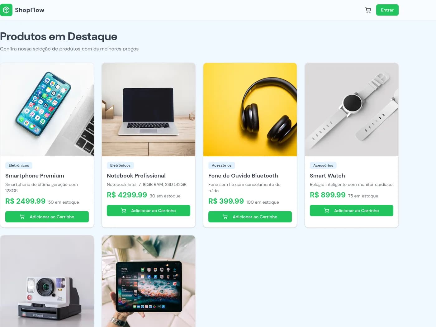 E-commerce com Login e Checkout AbacatePay