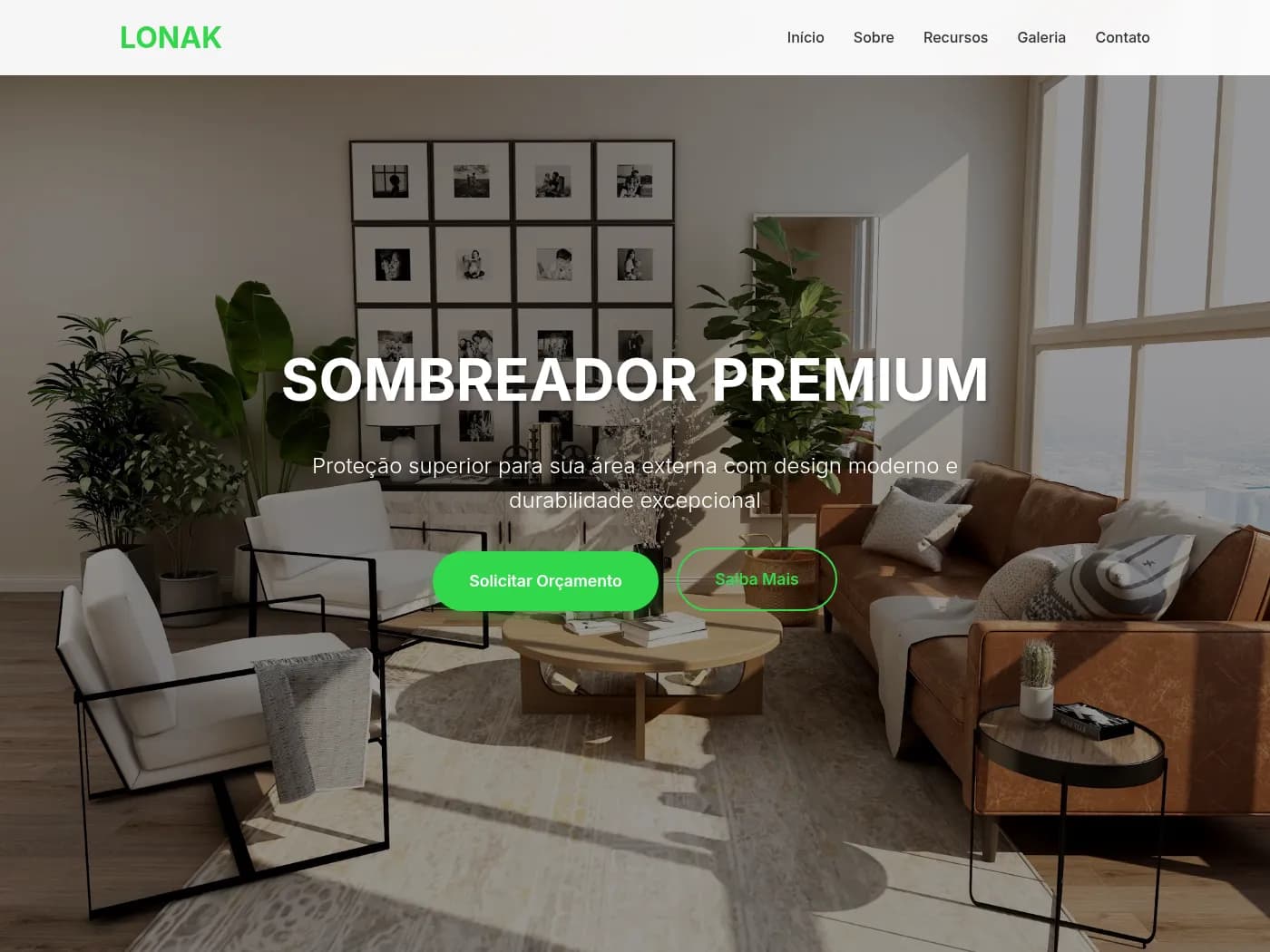 Landing Page for Lonak's Sombreador with Parallax and Interactive Gallery