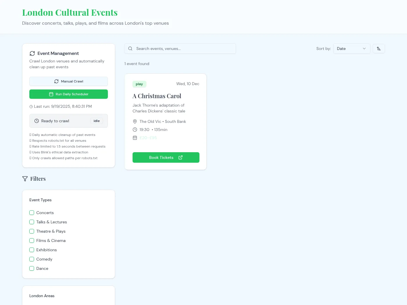 London Cultural Events Aggregator