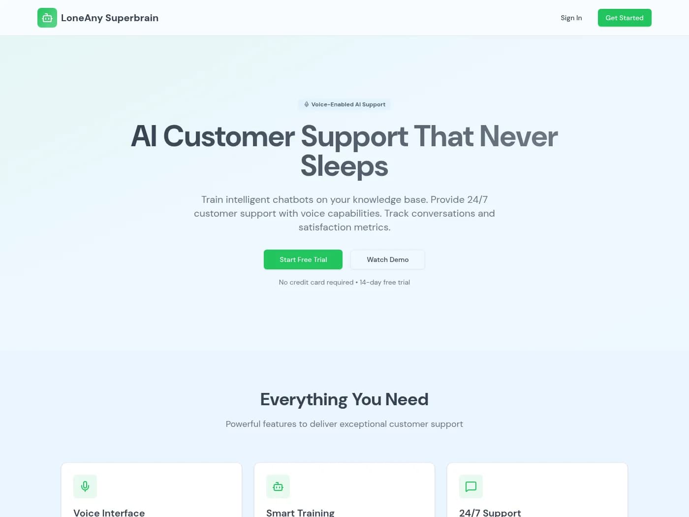 LoneAny Superbrain AI Customer Support Chatbot Platform