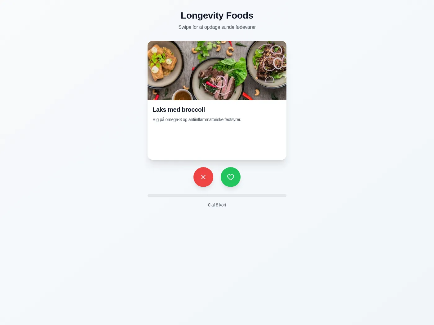 Longevity Food Swipe Web App