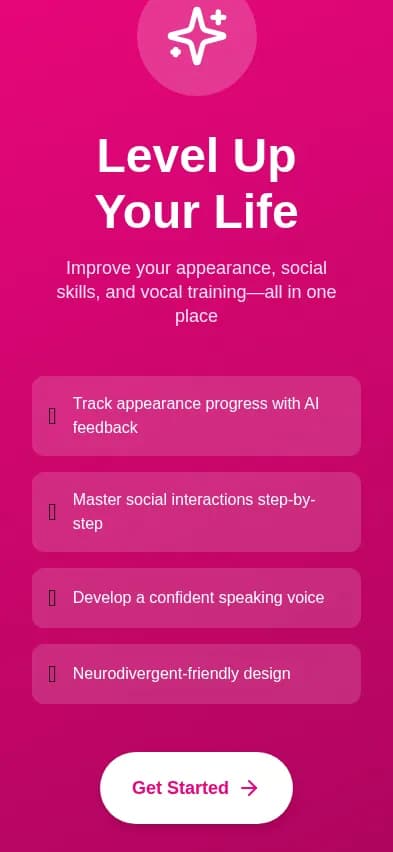 Looksmaxxing & Social Skills Coach for Neurodivergent Users