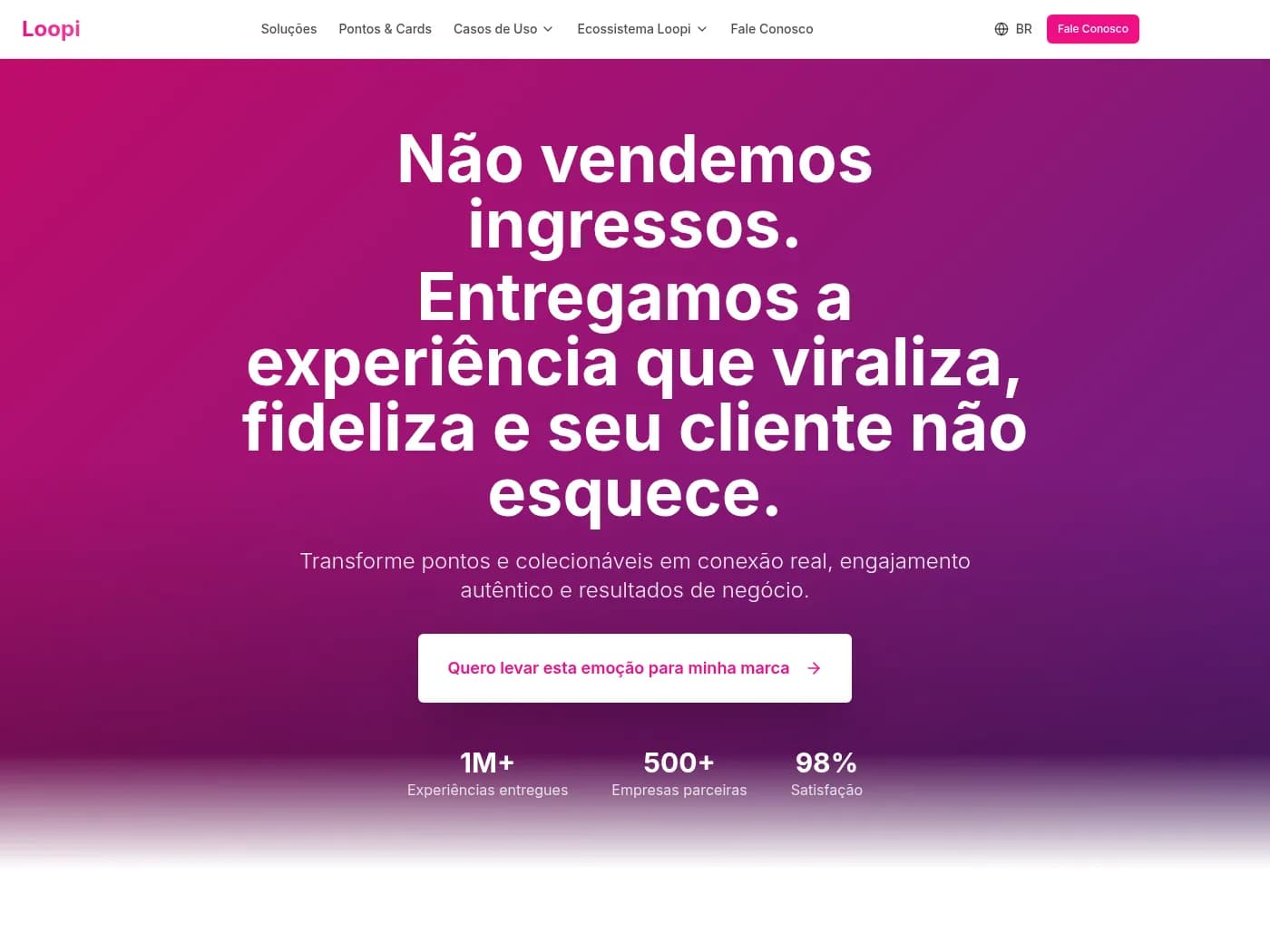 Loopi Experiential Loyalty Landing Page
