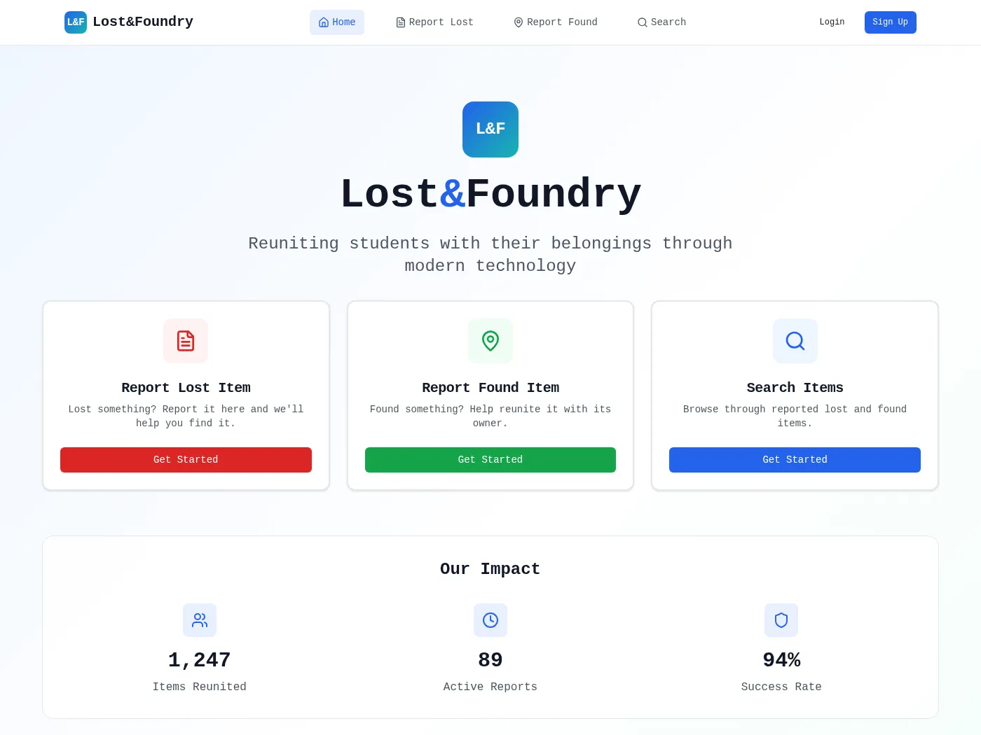 Lost&Foundry Campus Lost & Found Frontend