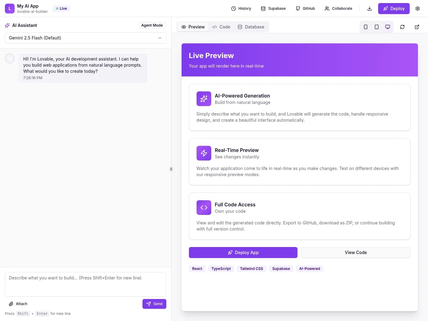 Lovable.dev: AI-Powered Visual Builder with Live Code & Agent Preview