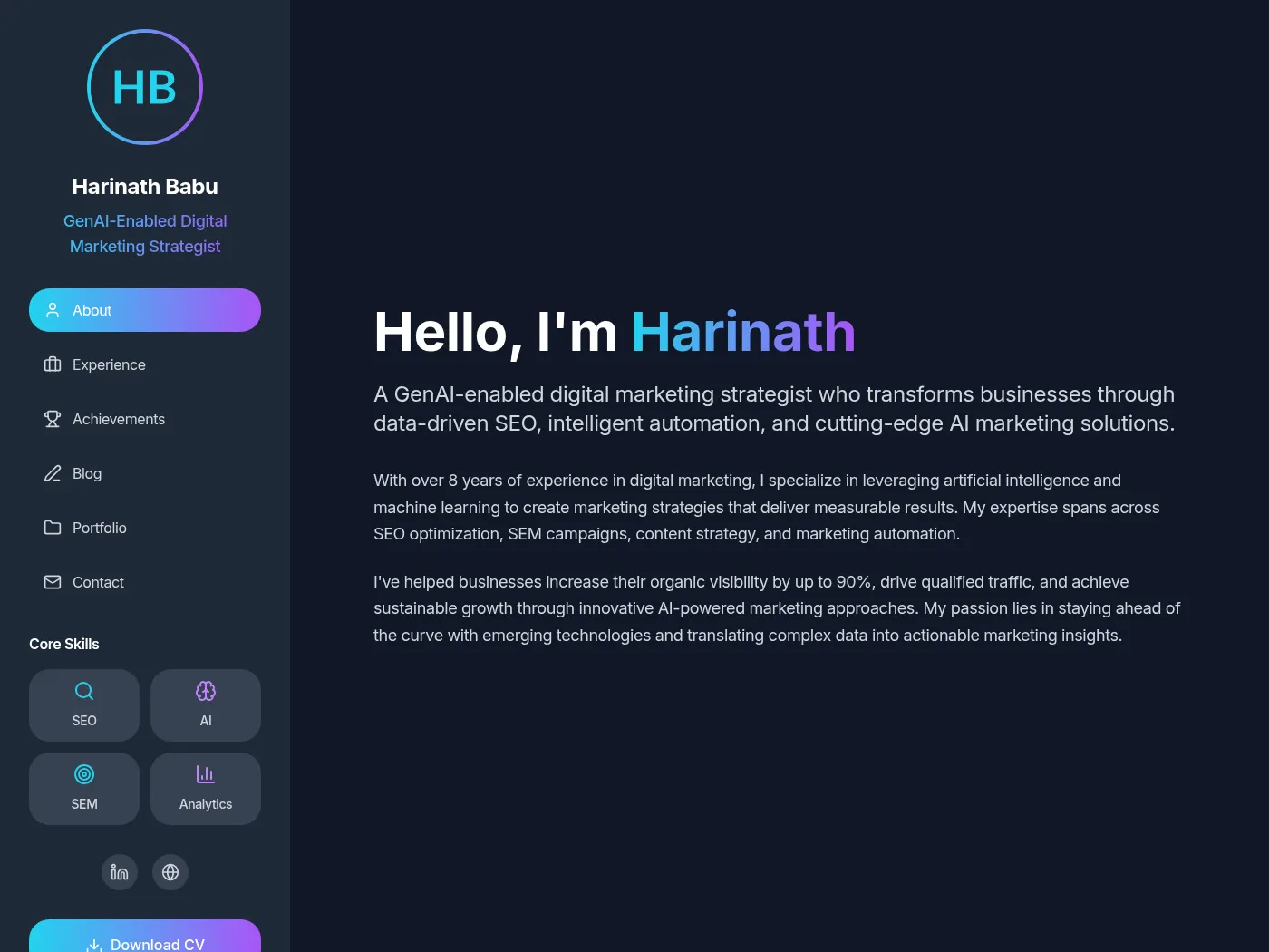 Lovable.de Blink.new-Style AI-Optimized Portfolio Website