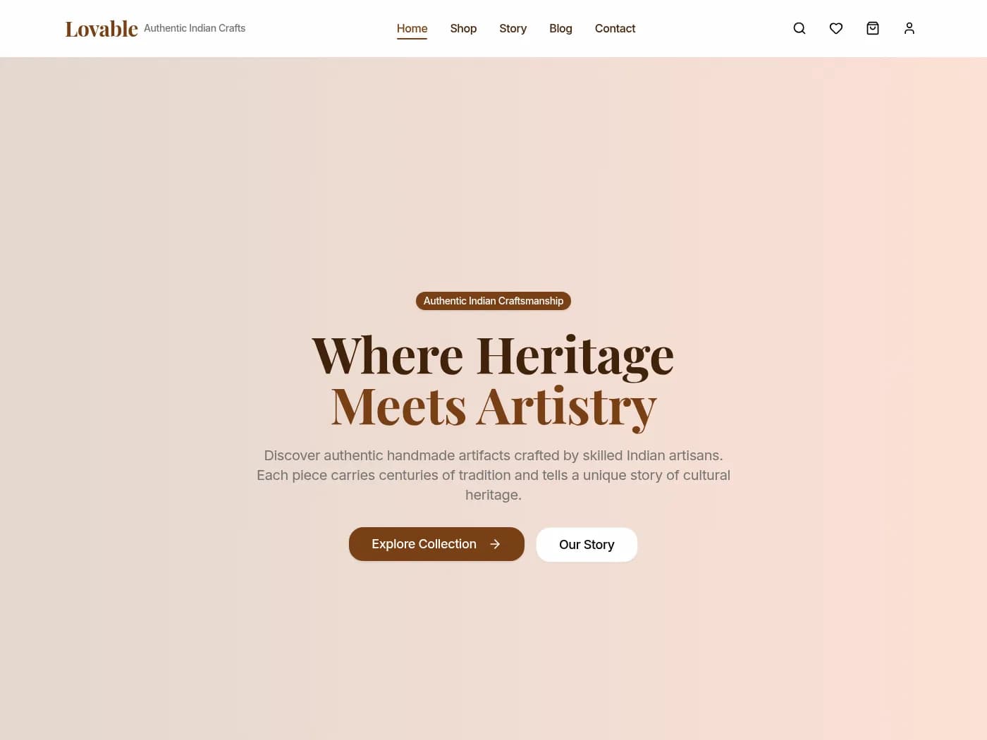 Lovable Indian Handmade Artifacts E-commerce Redesign