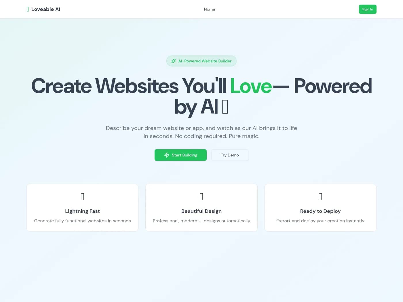 Loveable AI – Instant AI Website & App Builder Powered by Next.js