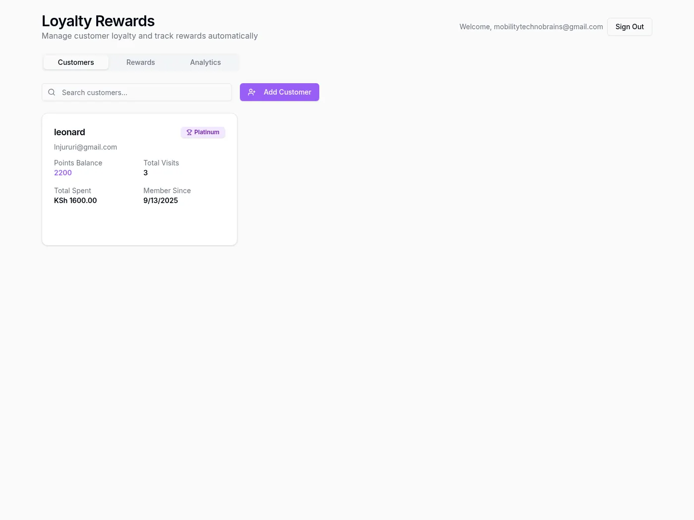 Loyalty Rewards Web App