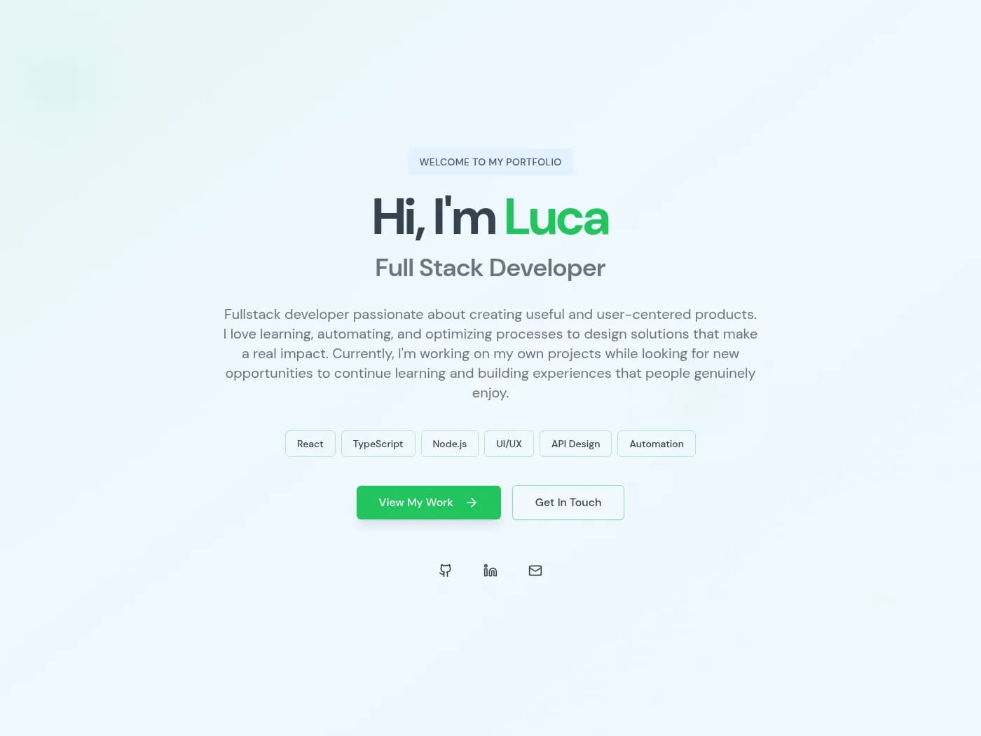 Luca's Portfolio Hero Section