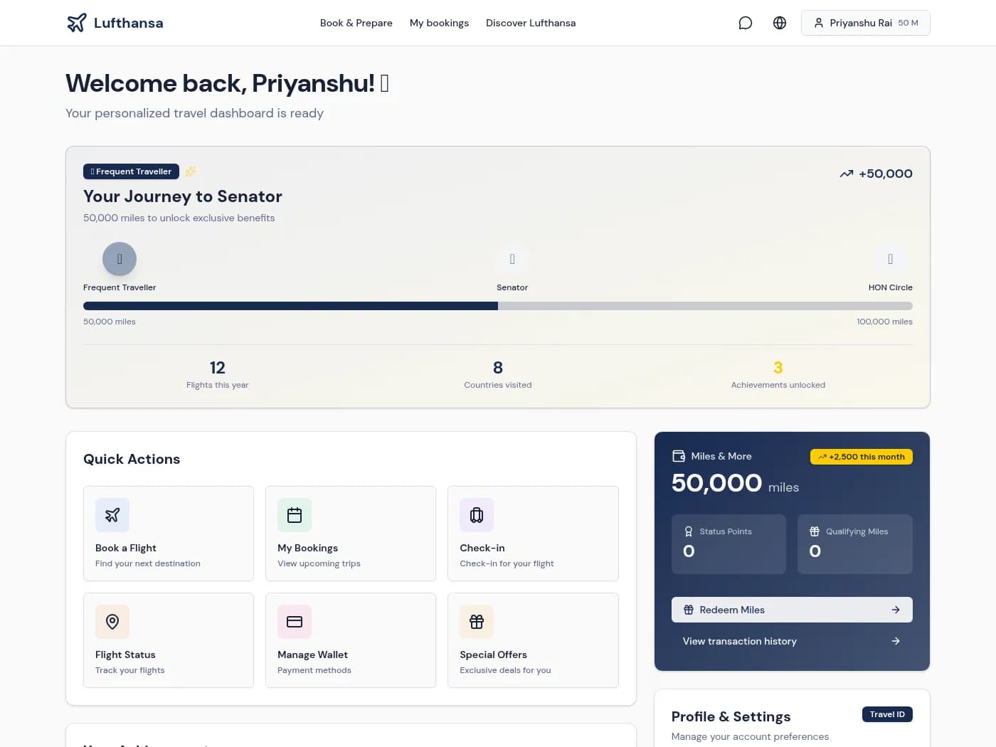 Lufthansa My Dashboard: A Unified, Gamified Travel Experience