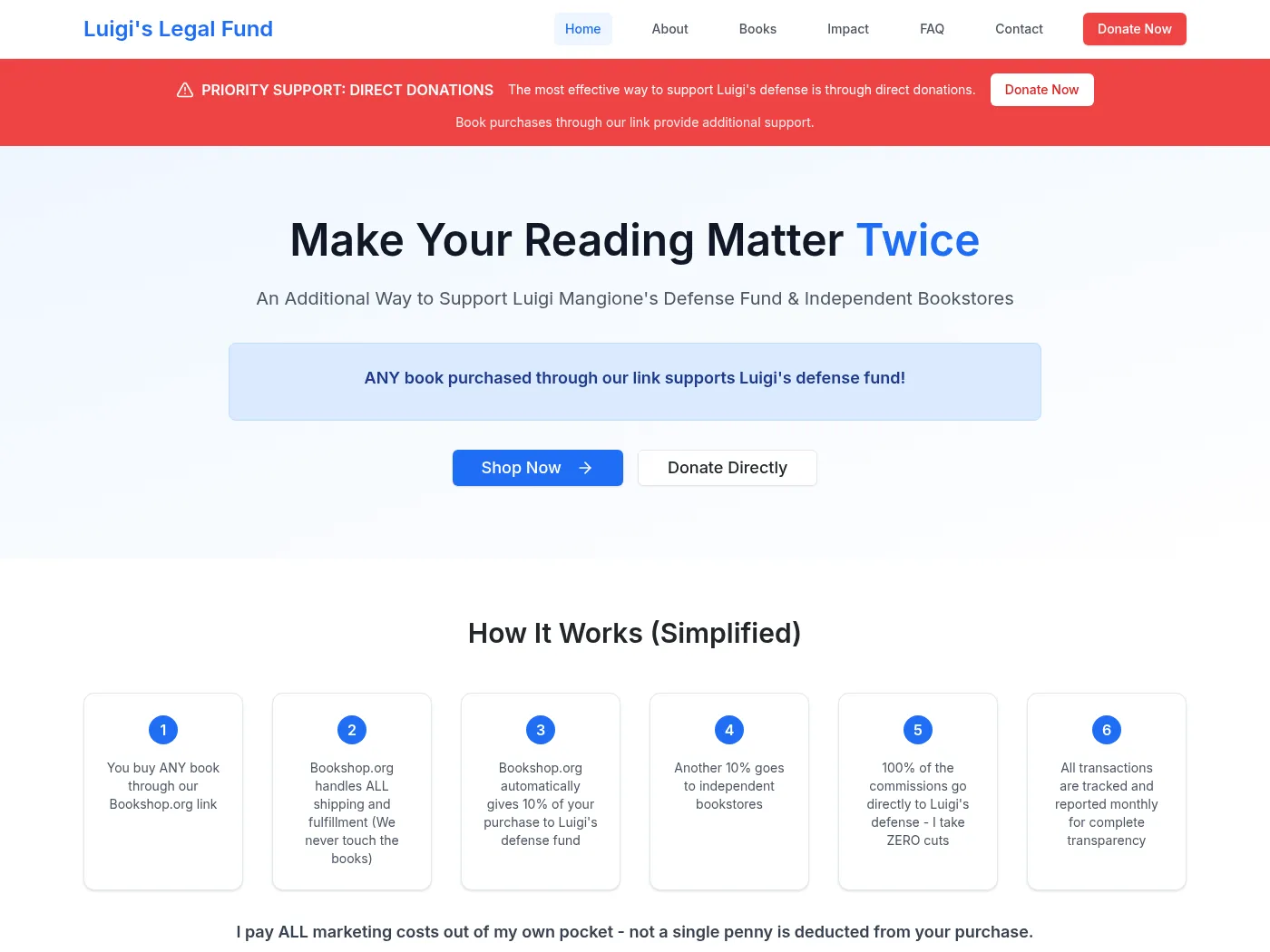 Luigi's Legal Fund Bookshop Website