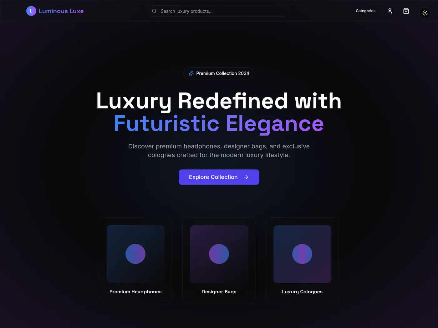 Luminous Luxe E-Commerce Interface