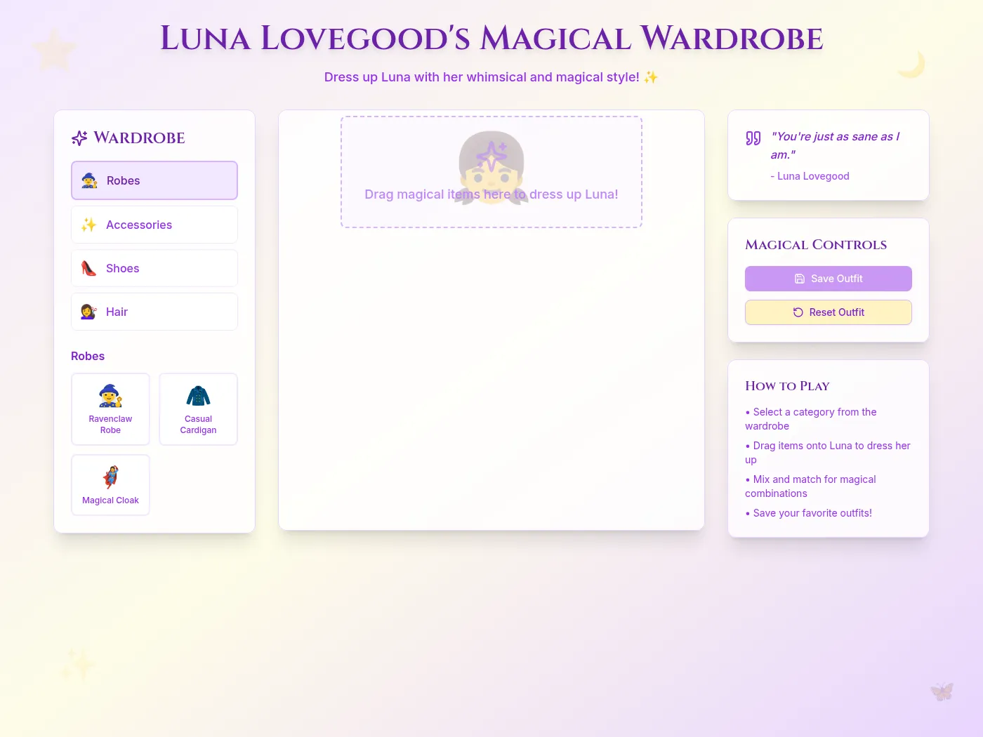 Luna Lovegood Dress-Up Game