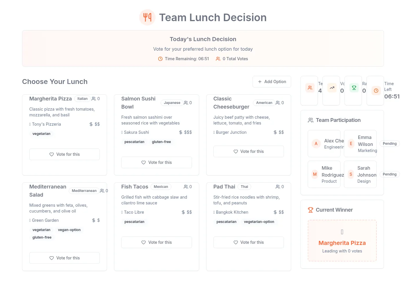Lunch Decision Assistant for Teams