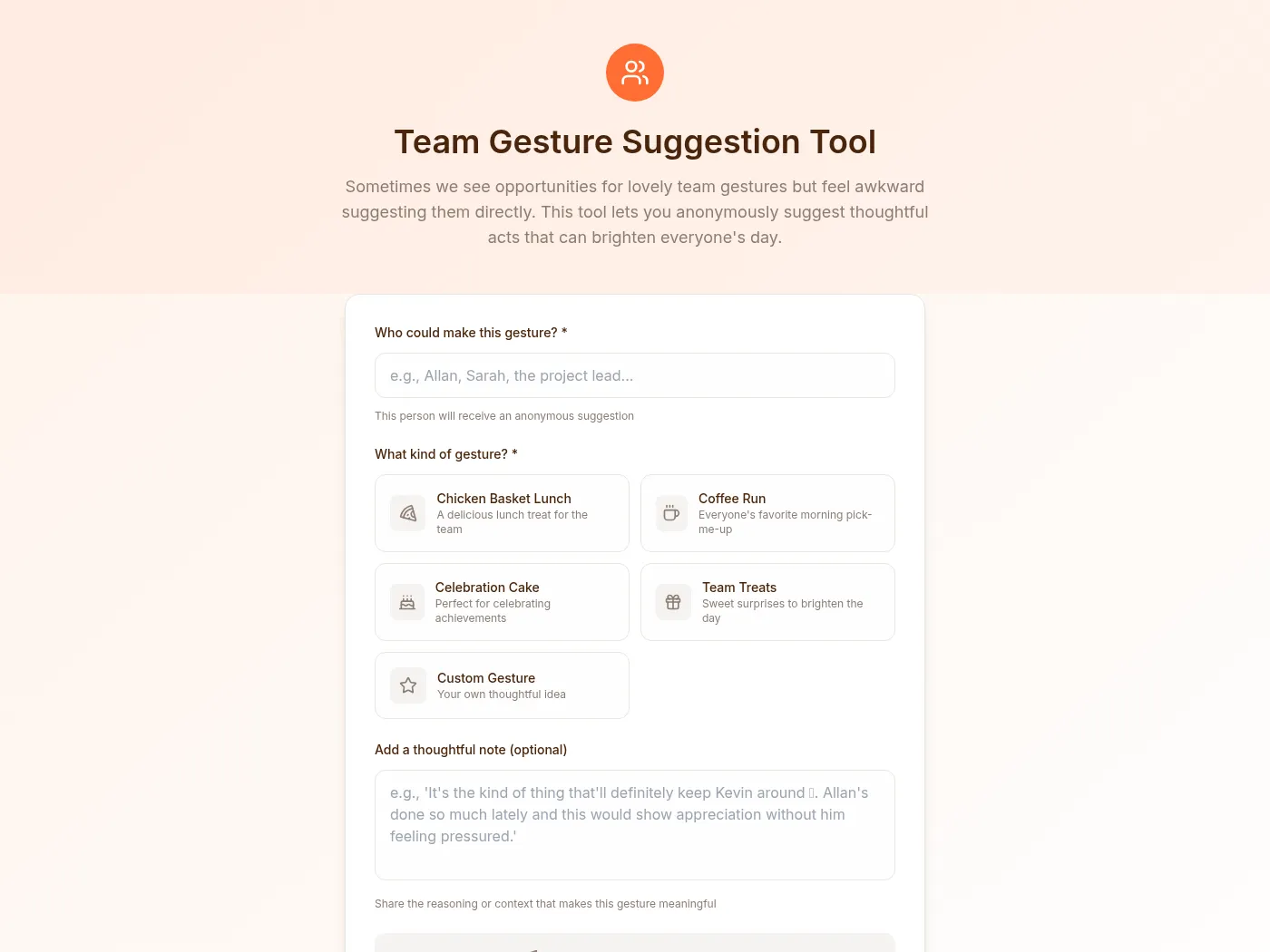 Lunch Suggestion Assistant for Team Building